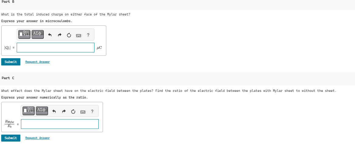 Solved A sheet of Mylar is inserted between the plates of | Chegg.com