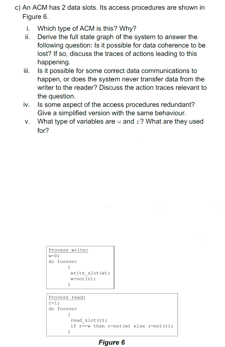 c) ﻿An ACM has 2 ﻿data slots. Its access procedures | Chegg.com
