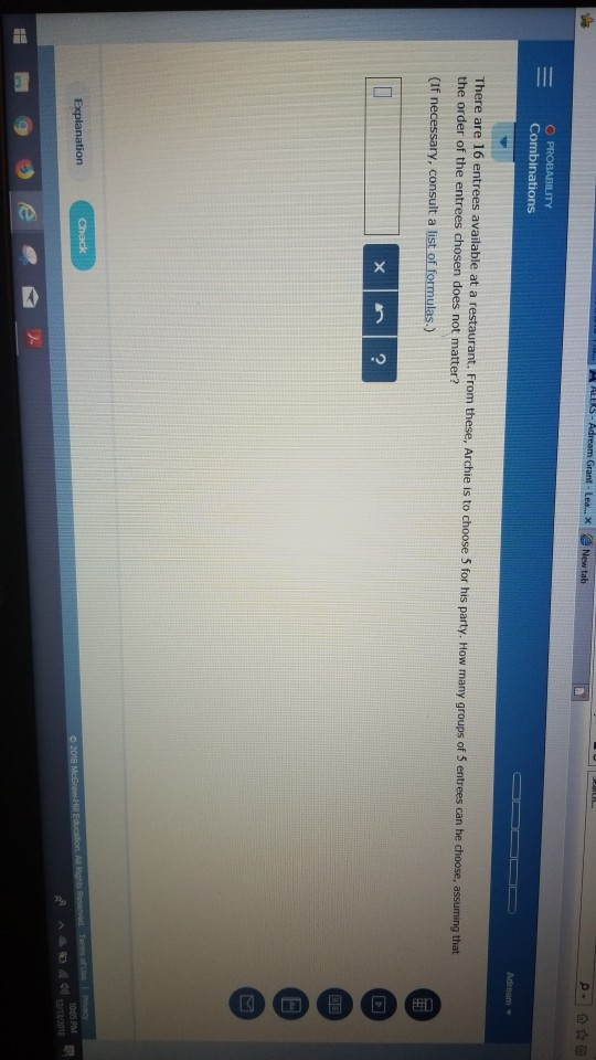 Solved ☆印 × New tab Combinations There are 16 entrees | Chegg.com
