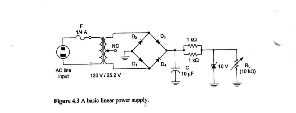 Solved Figure 4.3 A basic linear power supply. | Chegg.com