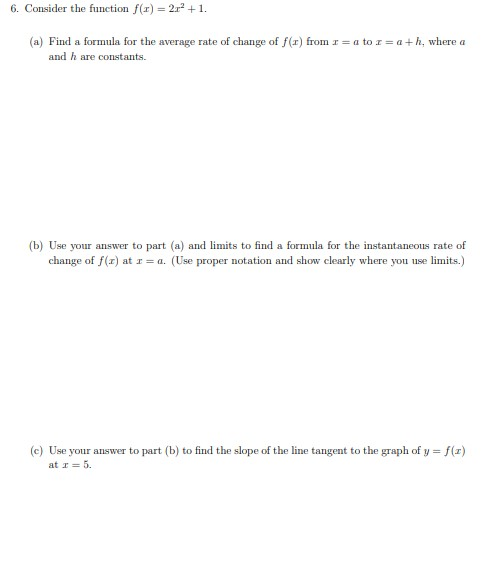 Solved 6. Consider the function f(1) = 21° +1. (a) Find a | Chegg.com