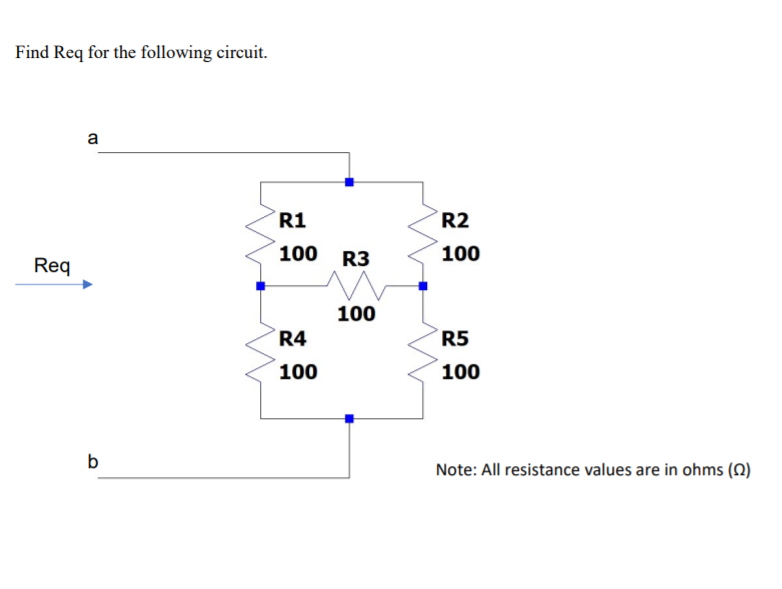 Solved Find Req for the following circuit. a R1 R2 100 100 | Chegg.com