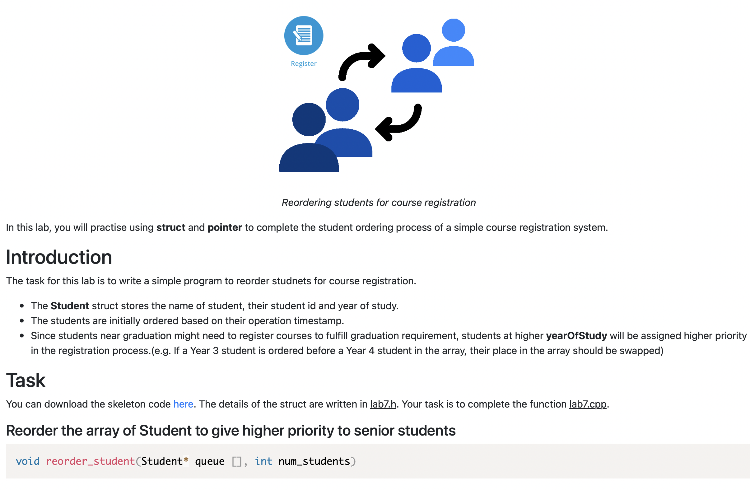 Solved Reordering students for course registration In this | Chegg.com