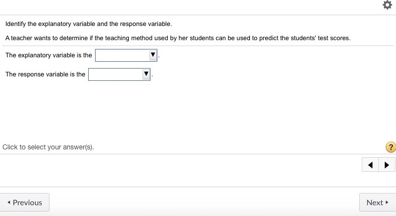 Solved Identify the explanatory variable and the response | Chegg.com