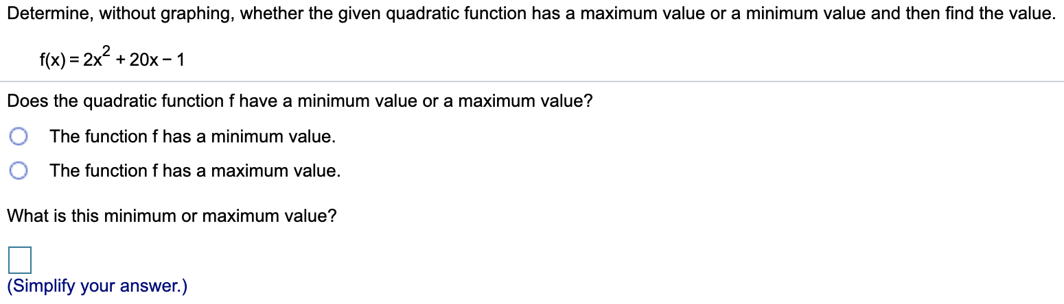 Solved Determine, without graphing, whether the given | Chegg.com