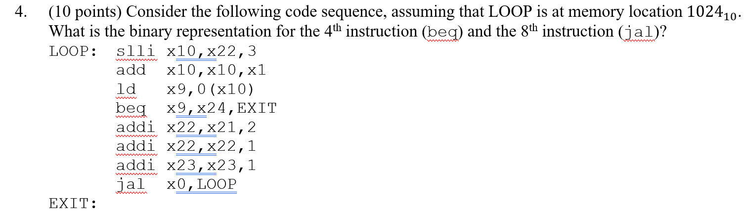 Solved 4. (10 points) Consider the following code sequence, | Chegg.com