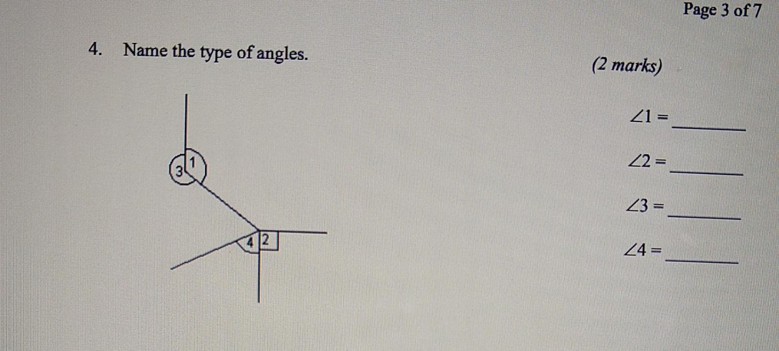 Solved Page 3 of 7 4. Name the type of angles. (2 marks) 21 | Chegg.com