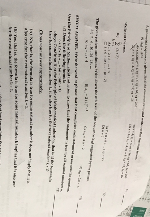 Solved A geometric sequence is given. Find the common ration | Chegg.com