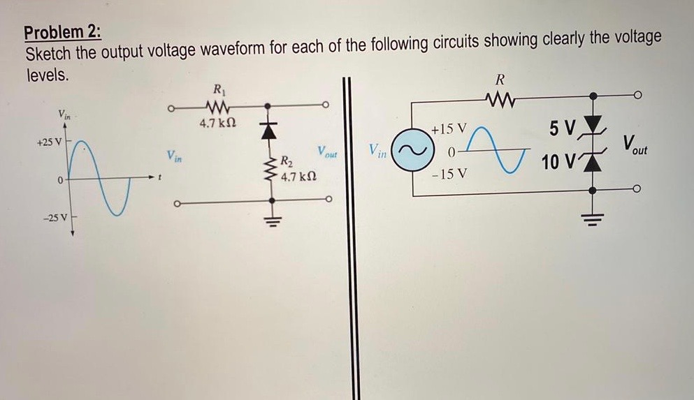 Solved Problem 2: Sketch the output voltage waveform for | Chegg.com