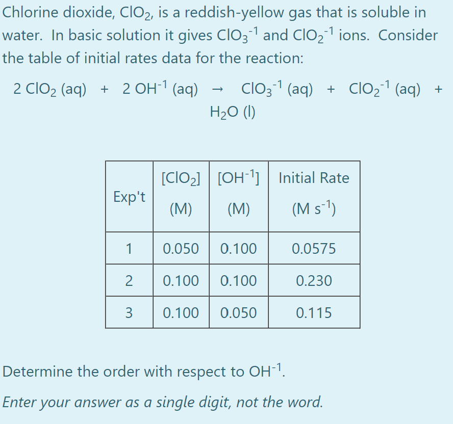 Solved Chlorine dioxide, ClO2, is a reddish-yellow gas that | Chegg.com