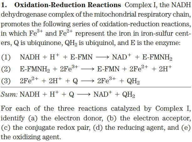 Solved 1. Oxidation-Reduction Reactions Complex I, the NADH | Chegg.com