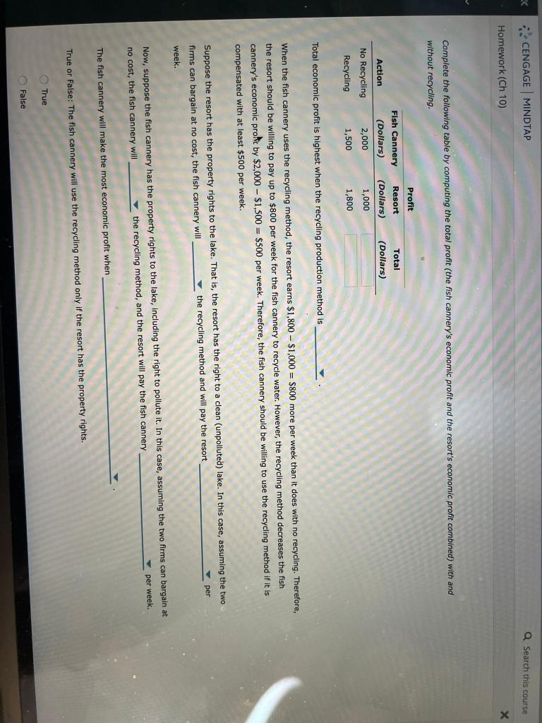 K CENGAGE MINDTAP Homework (Ch 10) Complete the | Chegg.com