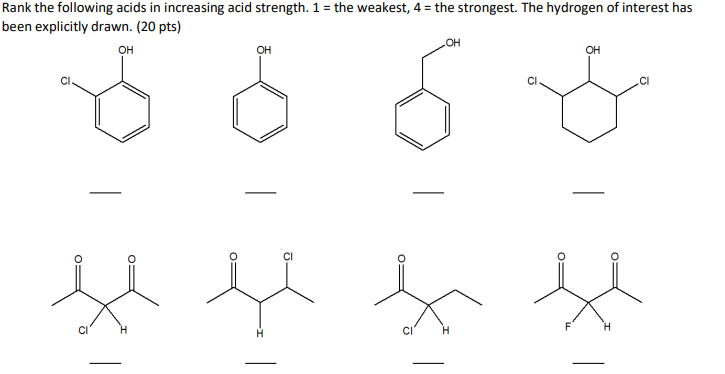 Solved Rank the following acids in increasing acid strength. | Chegg.com