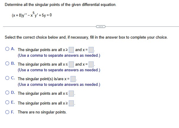 Solved Determine all the singular points of ﻿the given | Chegg.com