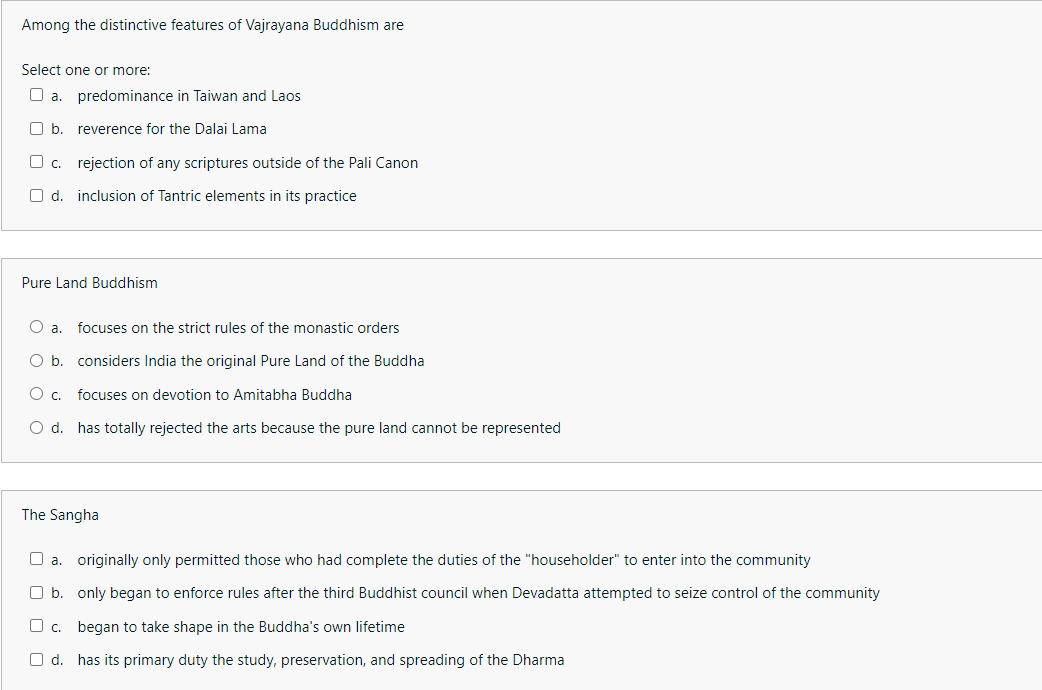Solved Among the distinctive features of Vajrayana Buddhism | Chegg.com