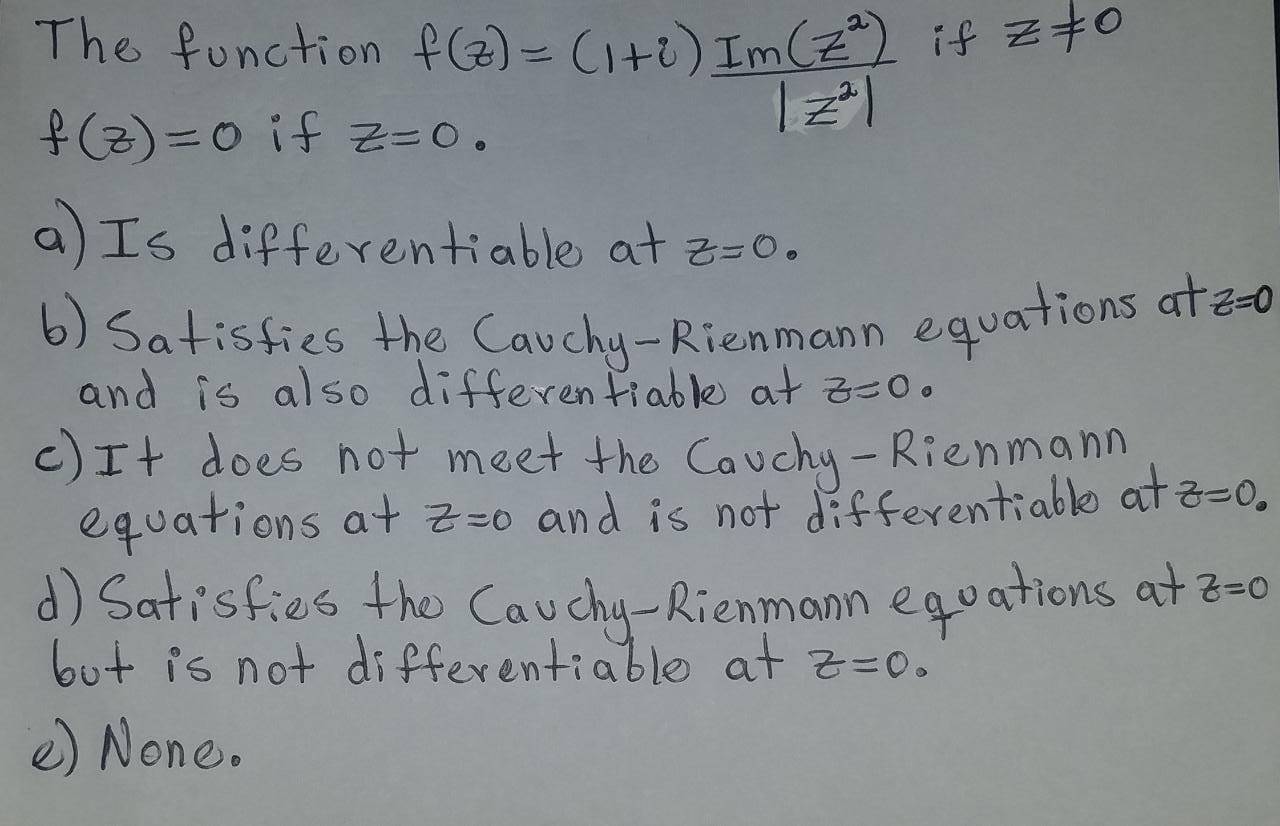 Solved I zal The function f (Z) = (1+2) Im (Z²) if zto f | Chegg.com