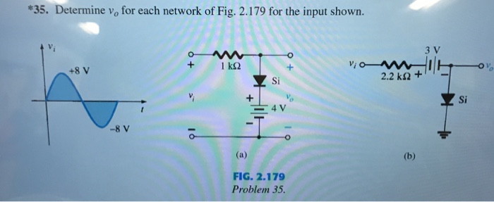 Solved *35. Determine vo for each network of Fig. 2.179 for | Chegg.com