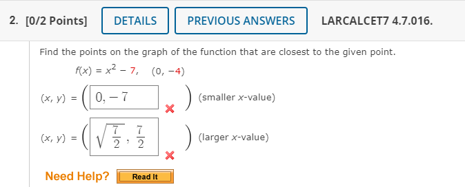 Solved 2. [0/2 Points] DETAILS PREVIOUS ANSWERS LARCALCET7 | Chegg.com