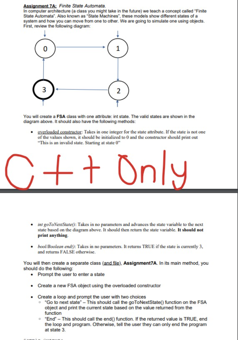 Solved Assignment 7 A: Finite State Automata. In computer | Chegg.com