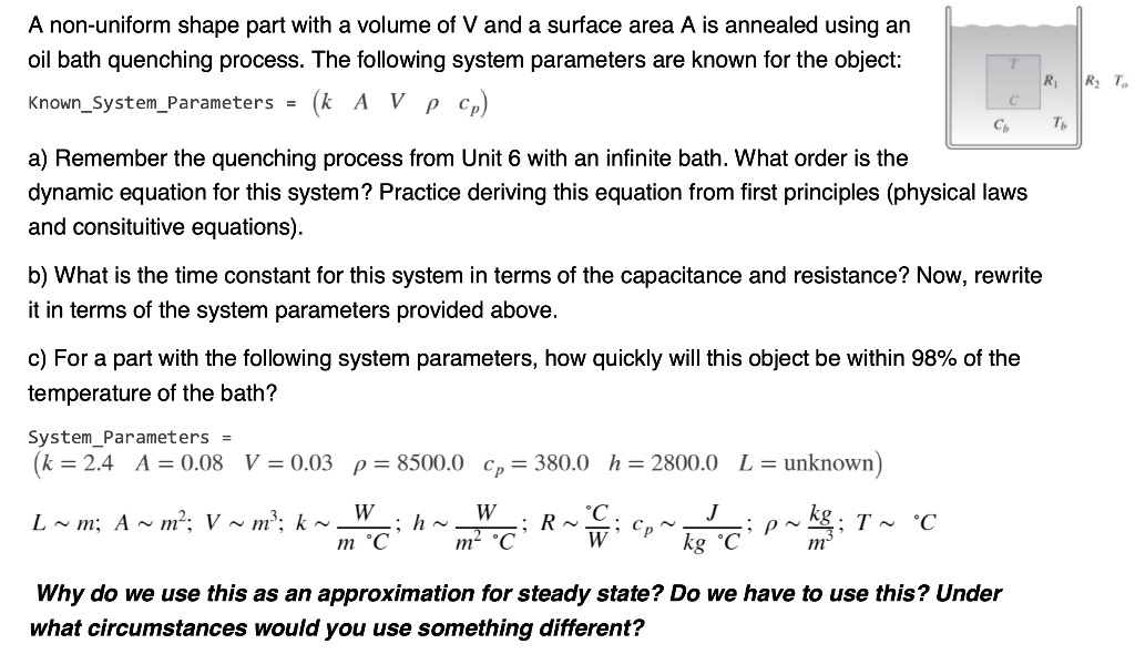 Solved R R2T A non-uniform shape part with a volume of V and | Chegg.com