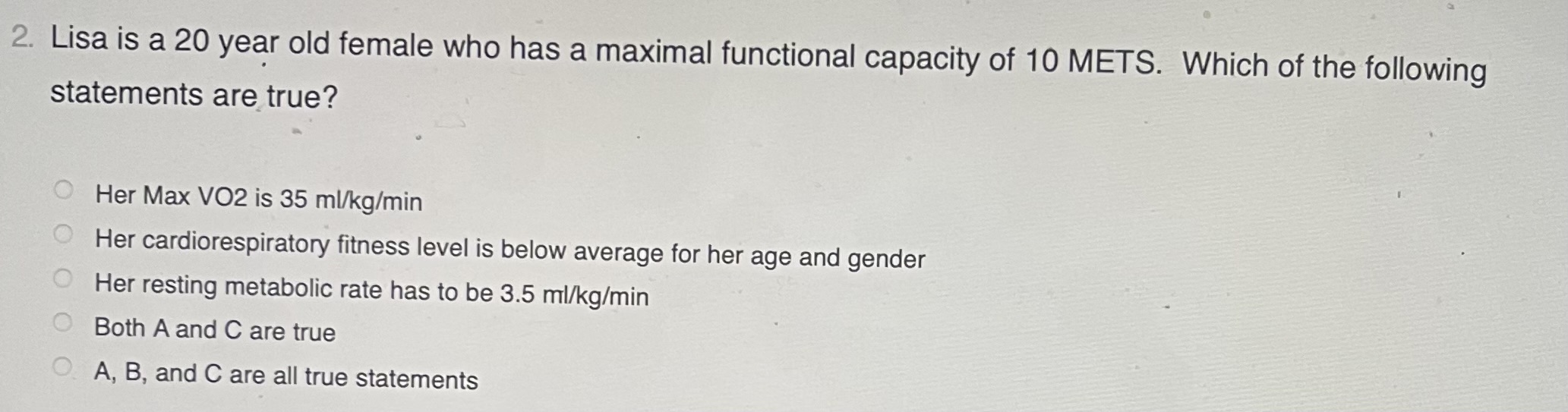 Solved Lisa is a 20 year old female who has a maximal | Chegg.com