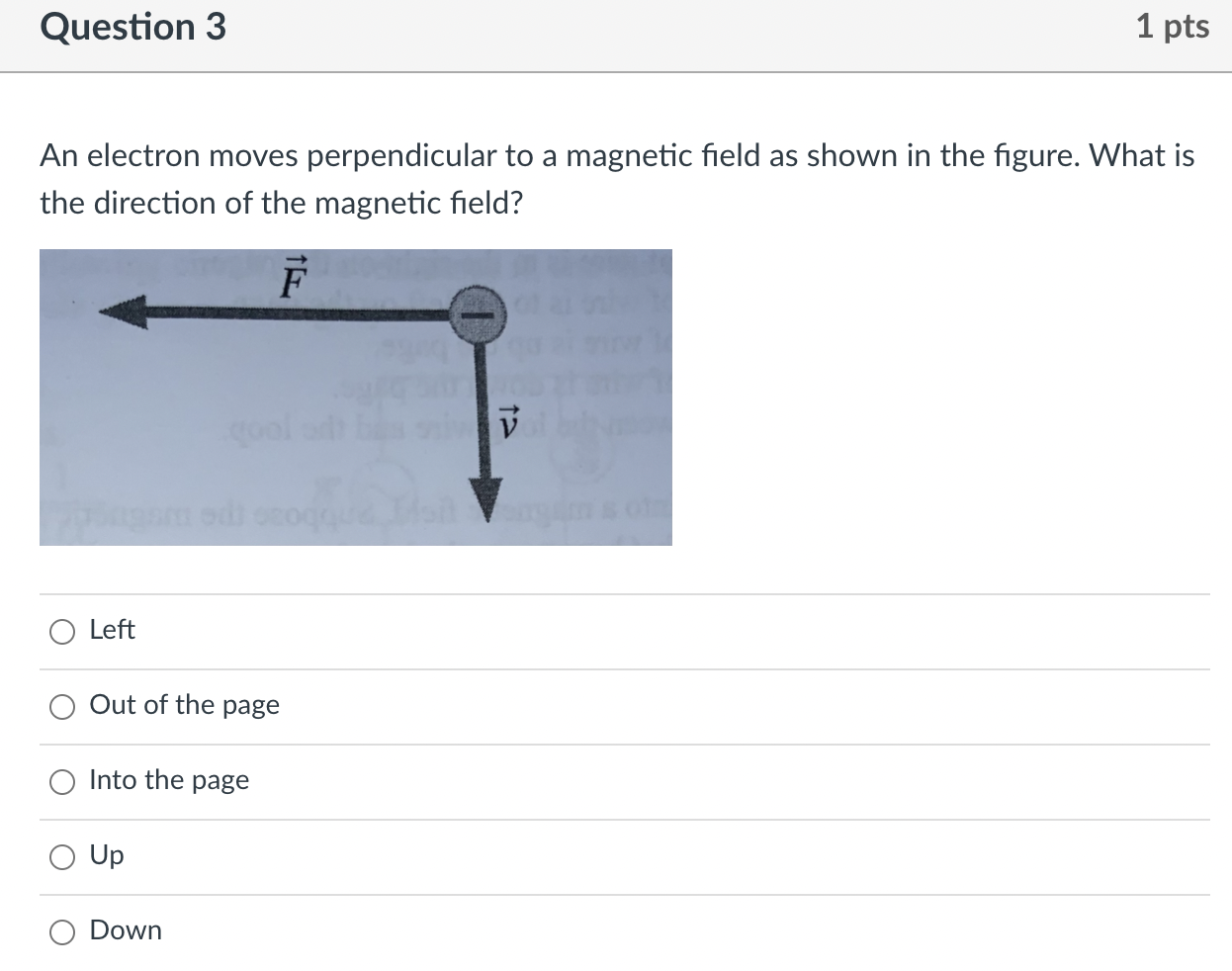 Solved Question 3 1 pts An electron moves perpendicular to a | Chegg.com