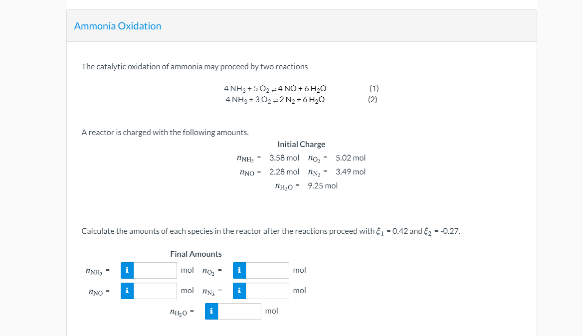Ammonia Oxidation The catalytic oxidation of ammonia | Chegg.com