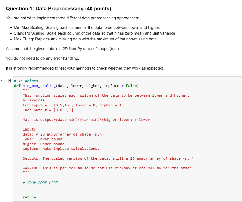 Solved Question 1 Data Preprocessing 40 Points You Are 