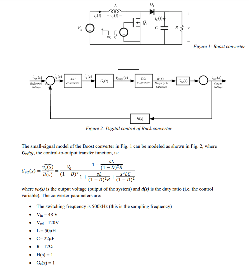 Solved 'igure 1: Boost converter The small-signal model of | Chegg.com