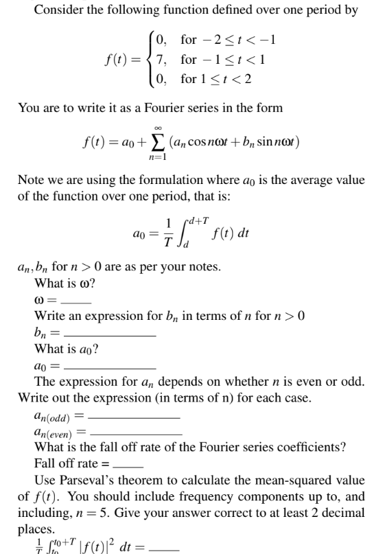 Solved Consider the following function defined over one | Chegg.com