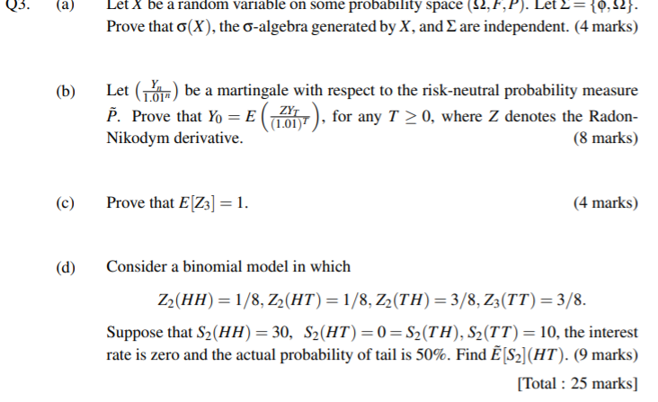 Solved (a) Let X be a random variable on some probability | Chegg.com