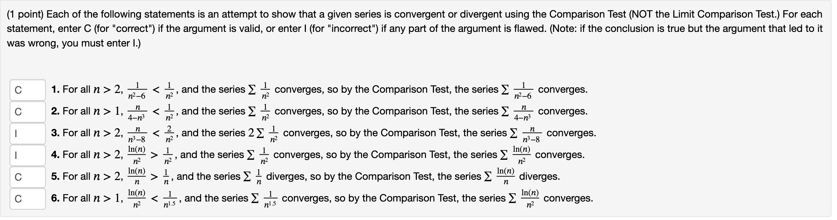 Solved (1 point) Each of the following statements is an | Chegg.com