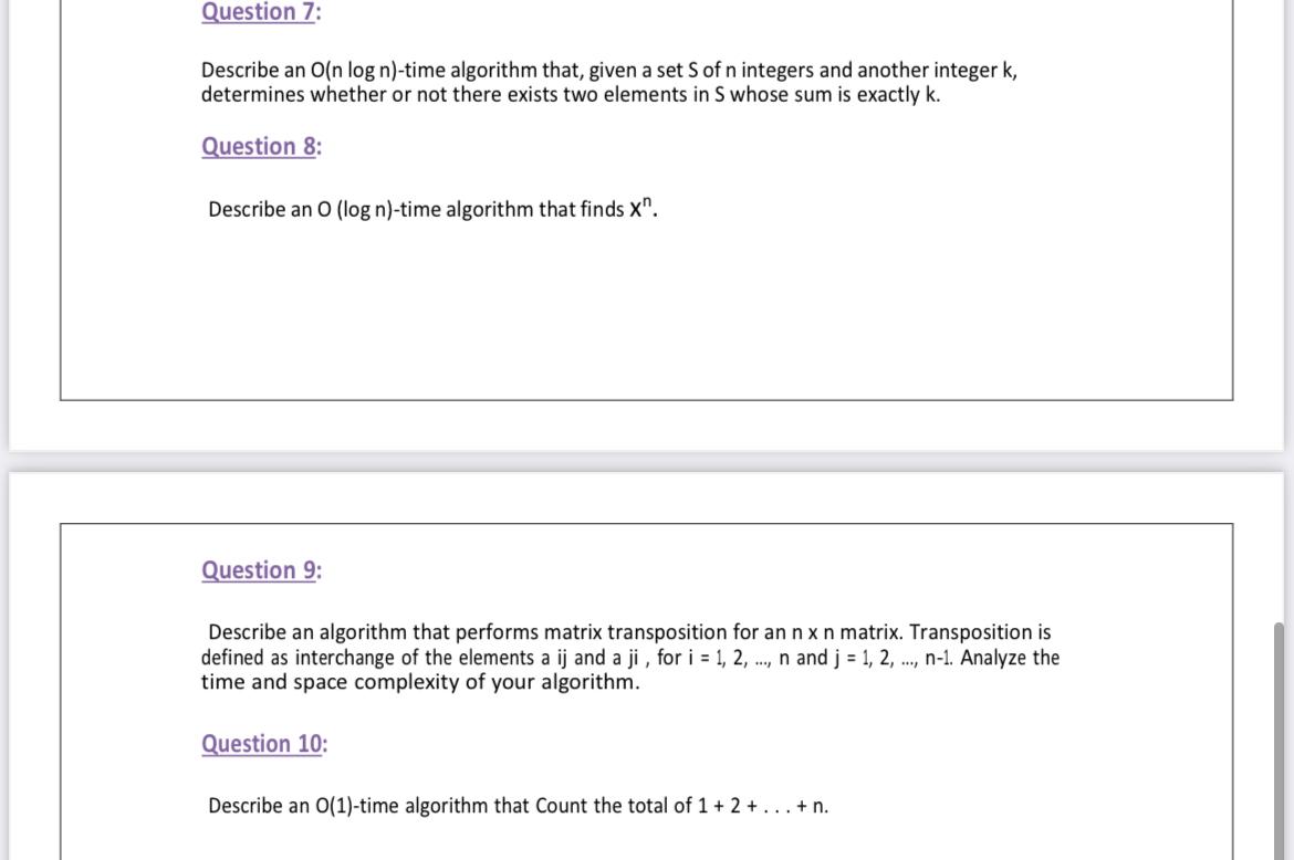 Solved Describe an O(nlogn)-time algorithm that, given a set | Chegg.com