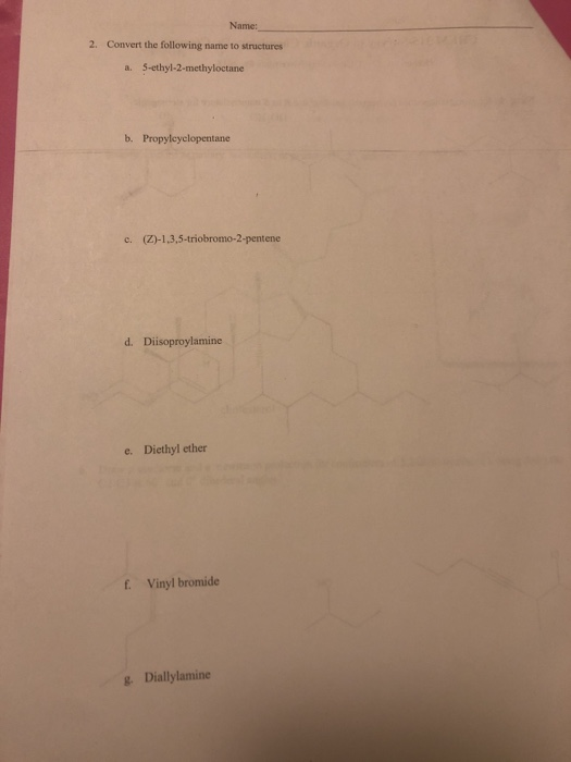 Solved Name: 2. Convert the following name to structures a. | Chegg.com