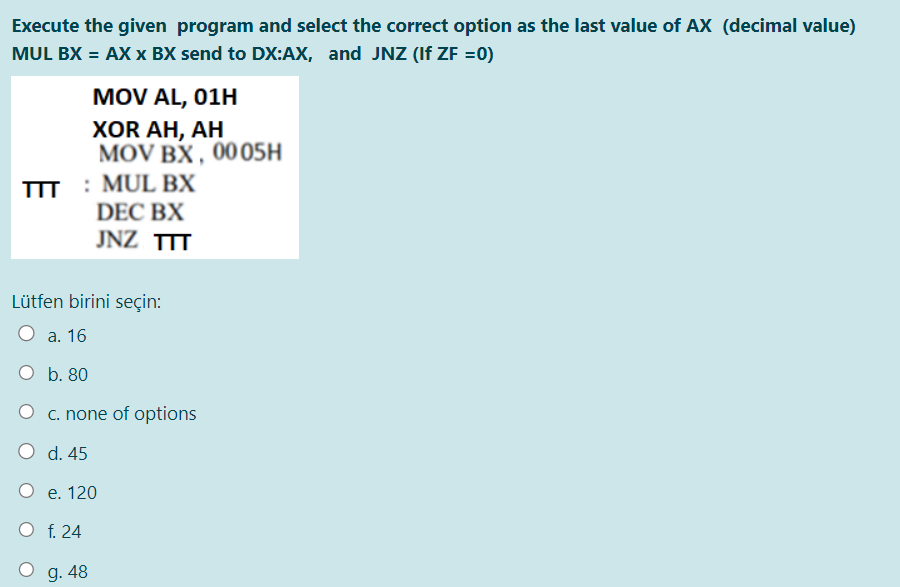 Solved Execute the given program and select the correct | Chegg.com