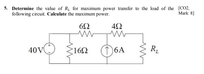 Solved 5. Determine the value of Ry for maximum power | Chegg.com