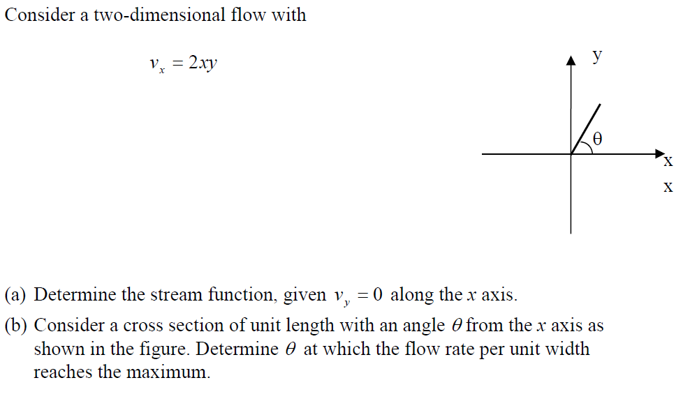 Solved Consider a 2D flow with vx = 2xy, a. Determine the | Chegg.com