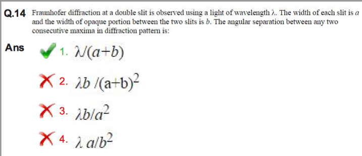 Solved Q.14 Fraunhofer diffraction at a double slit is | Chegg.com