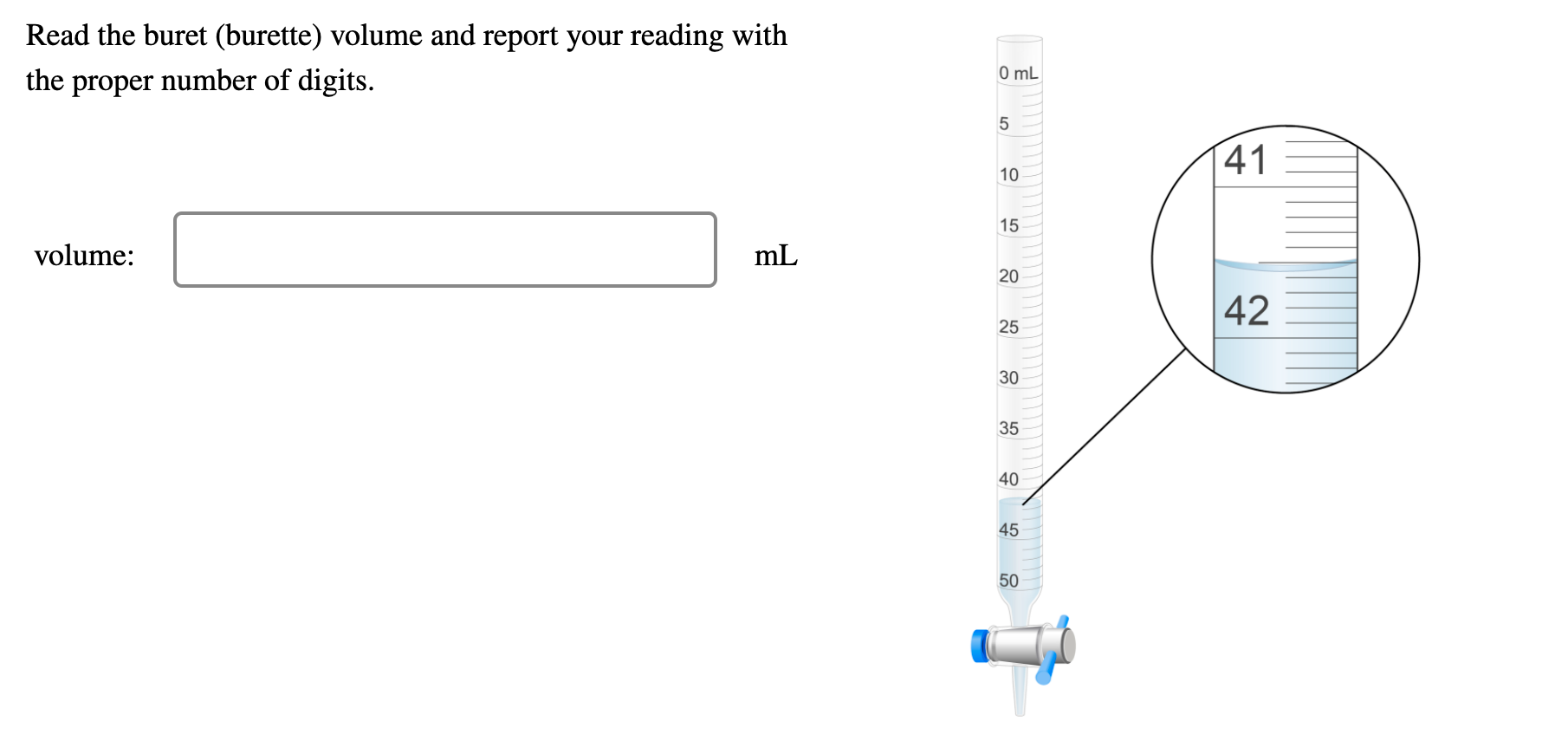 Solved Read the buret (burette) volume and report your | Chegg.com