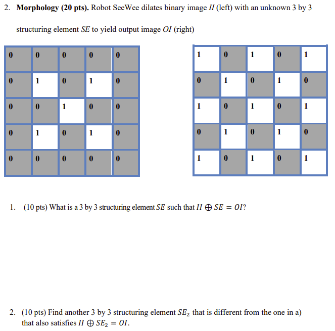Solved Morphology (20 pts). Robot SeeWee dilates binary | Chegg.com