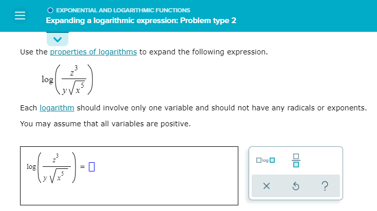 Solved O EXPONENTIAL AND LOGARITHMIC FUNCTIONS Expanding a | Chegg.com