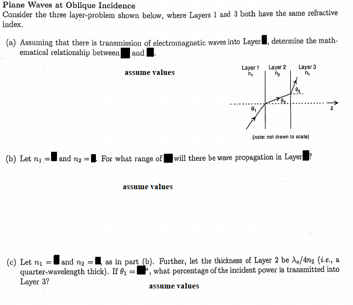 Solved Plane Waves at Oblique Incidence Consider the three | Chegg.com