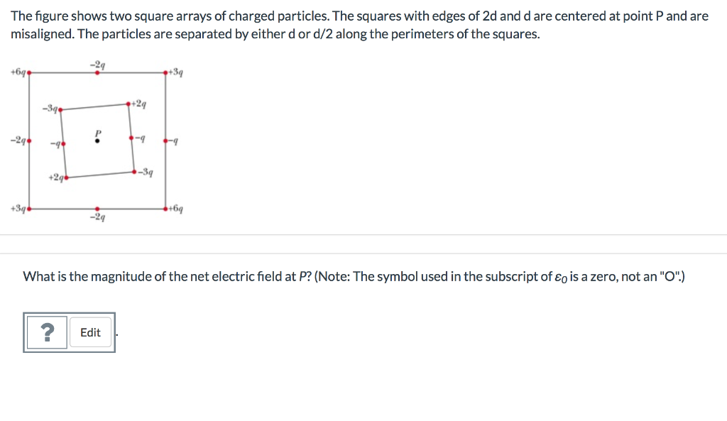 Solved The figure shows two square arrays of charged | Chegg.com