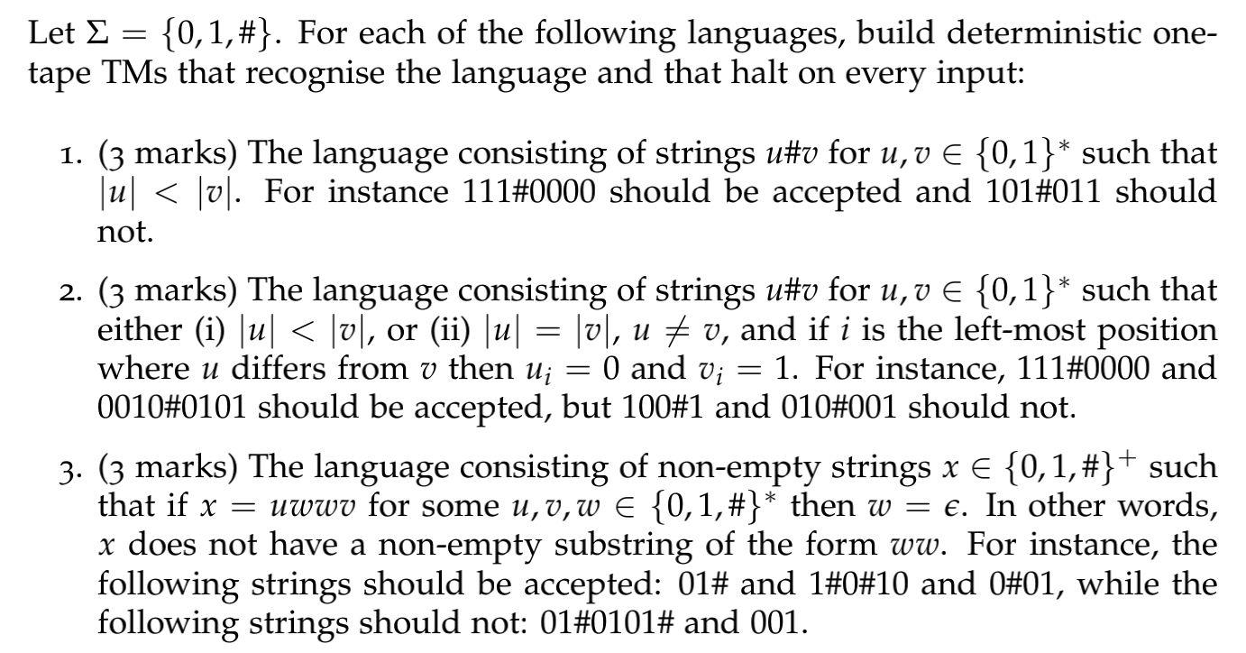 Solved Let E = {0,1,#}. For each of the following languages, | Chegg.com