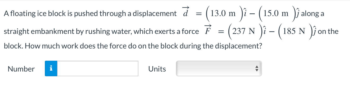 Solved A floating ice block is pushed through a displacement | Chegg.com
