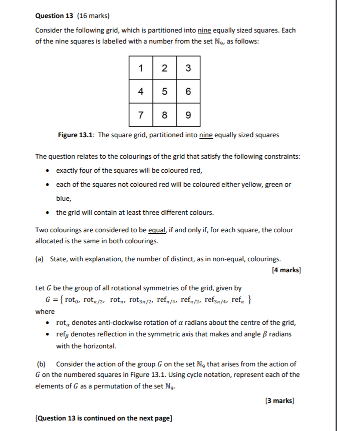 Question 13 (16 marks) Consider the following grid, | Chegg.com