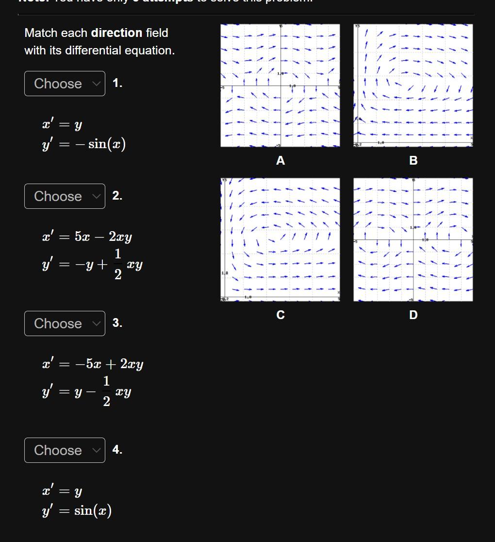 Solved Match each direction field with its differential | Chegg.com