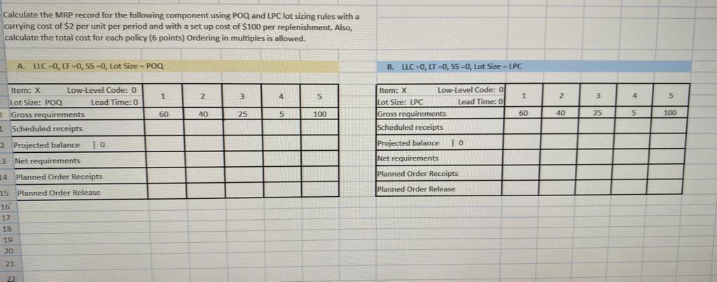 Solved Calculate the MRP record for the following component | Chegg.com
