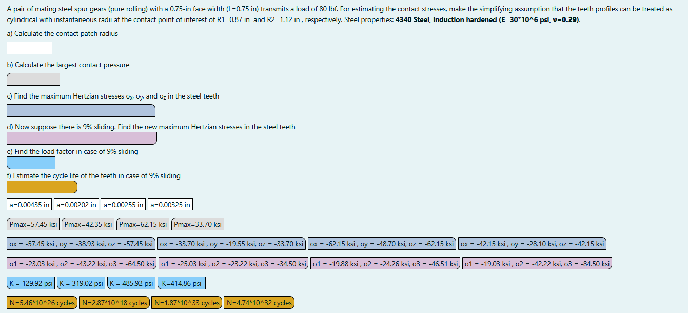 Solved A pair of mating steel spur gears (pure rolling) | Chegg.com