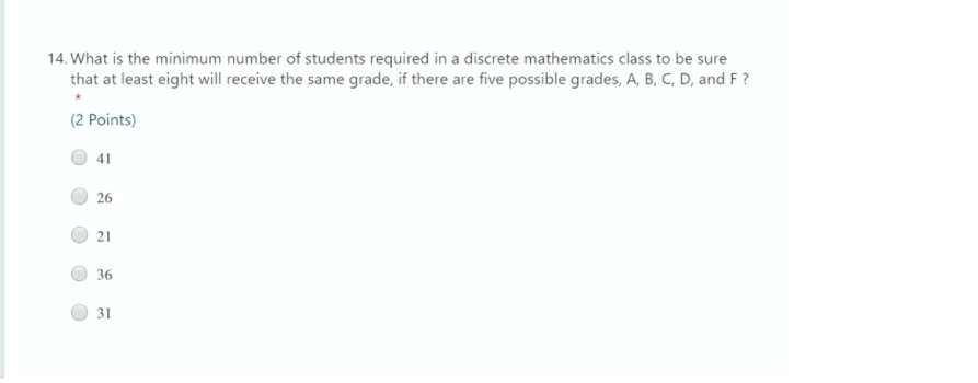 Solved 14. What is the minimum number of students required | Chegg.com